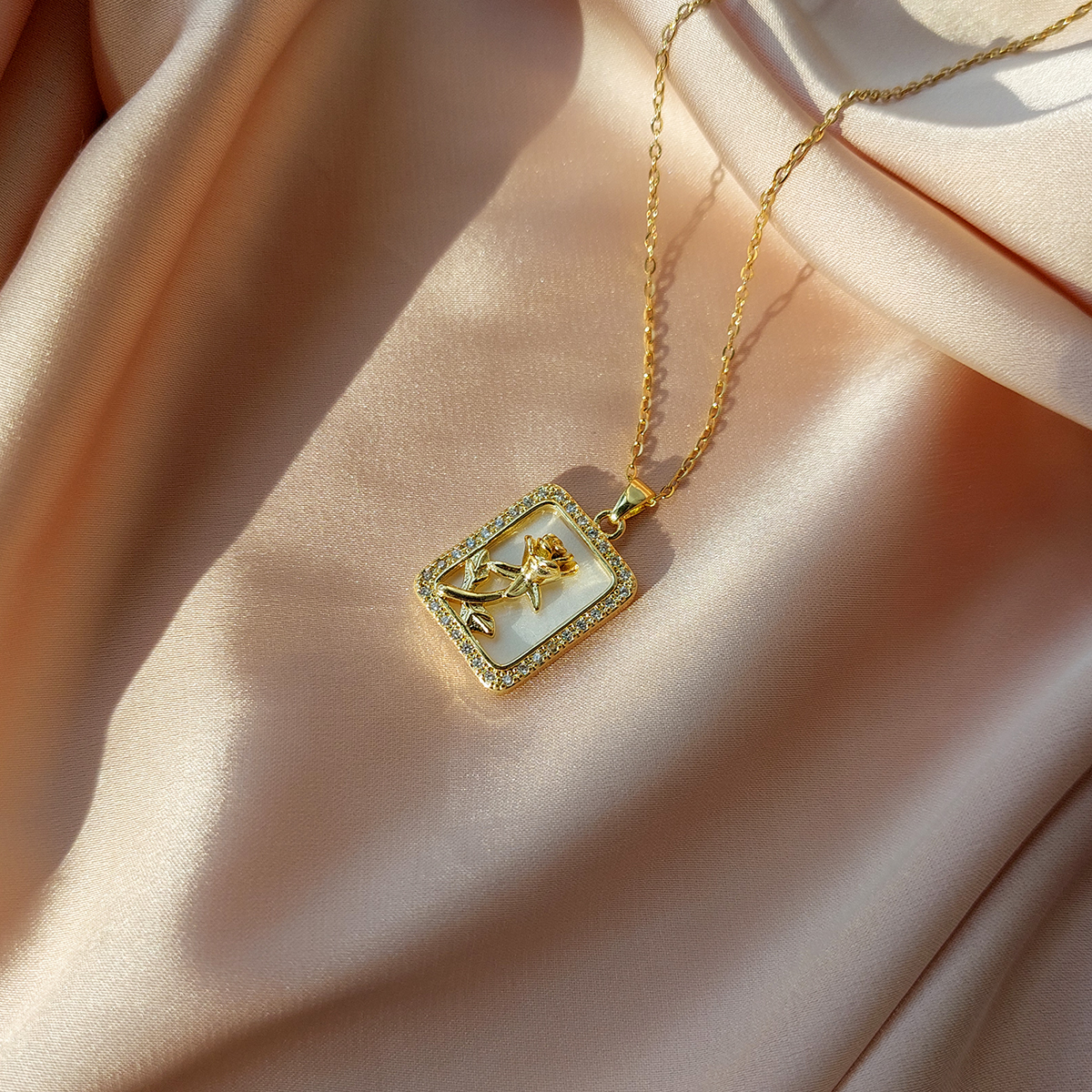 Flower Square Pendent Necklace - suglowaccessories.com